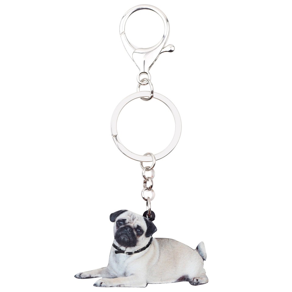 Acrylic French Bulldog Keychains Pet Animal Keyrings Jewelry For Women ...