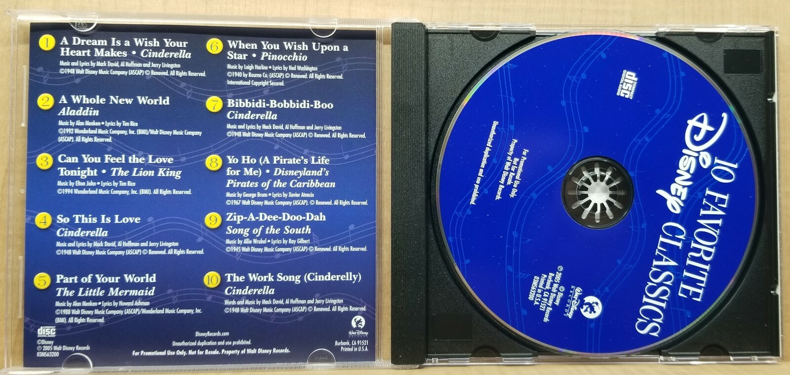 10 Favorite Disney Classics Limited Edition New THE HITS CD Songs ...