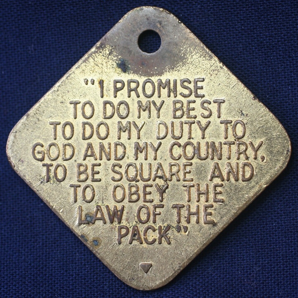 B.S.A. Cub Scouts Be Square Pledge Promise To Do My Best Medallion | eBay