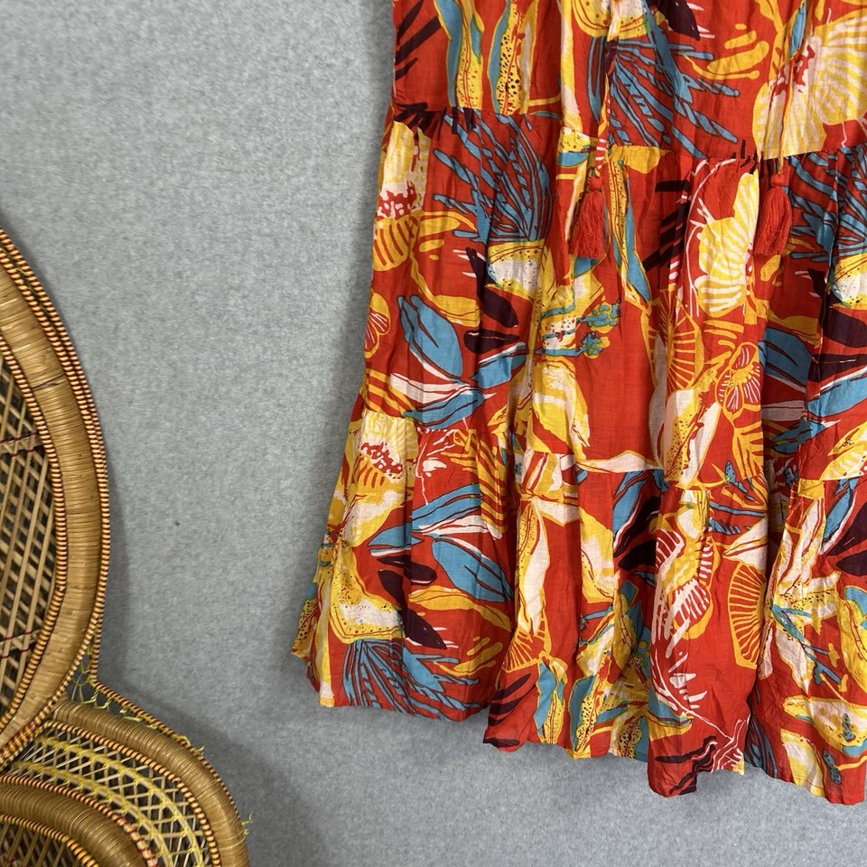 One Summer Dress Size 14 Red Yellow Blue Lightweight Print Boho Resort ...