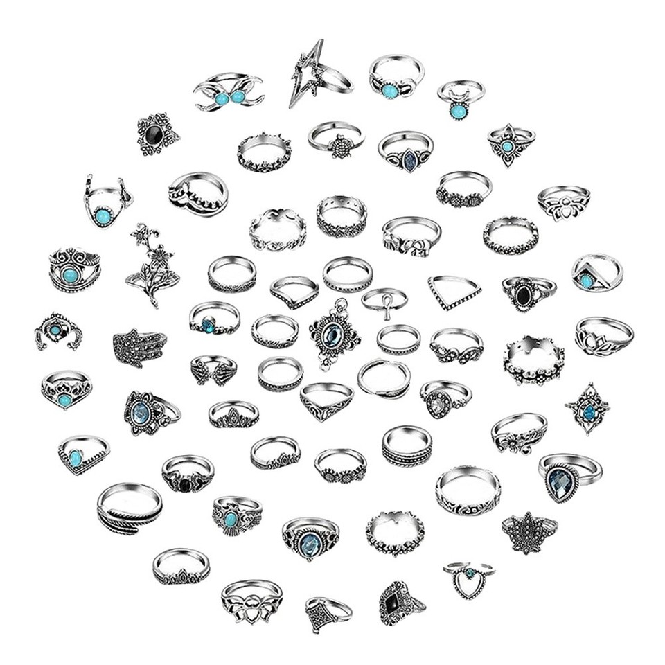 1Set 62pcs Stylish Vintage Knuckle Rings Finger Rings Knuckle Rings for ...