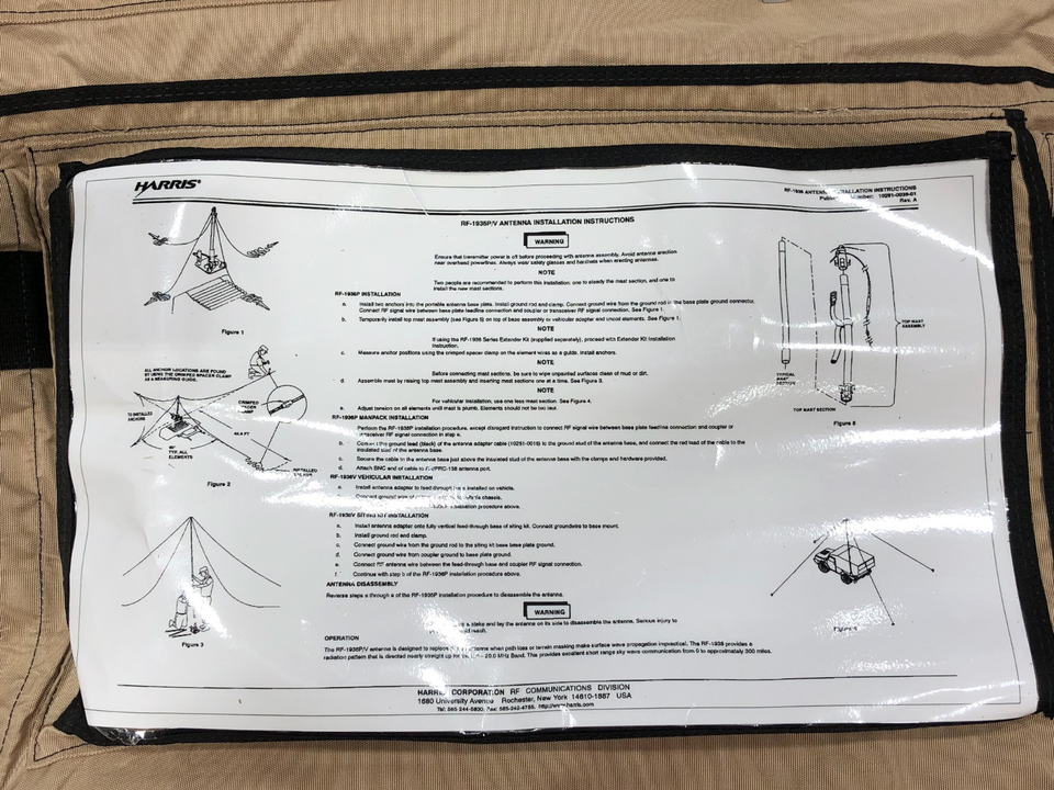 Harris RF-1936V-20 Portable Vehicle Mounted NVIS HF Crossed Dipole ...