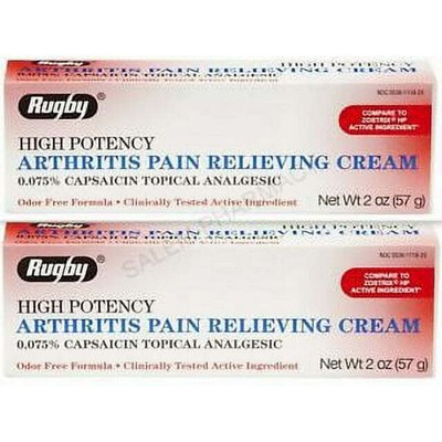 Rugby Capsaicin Cream 0.075% HIGH POTENCY Pain Relief 57gm ( 2 pack ...