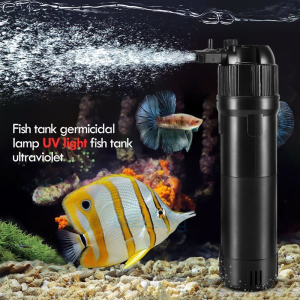 200 Gallon Aquarium Filter UV 16w UV Sterilizer Fish Tank Oxygen Water ...