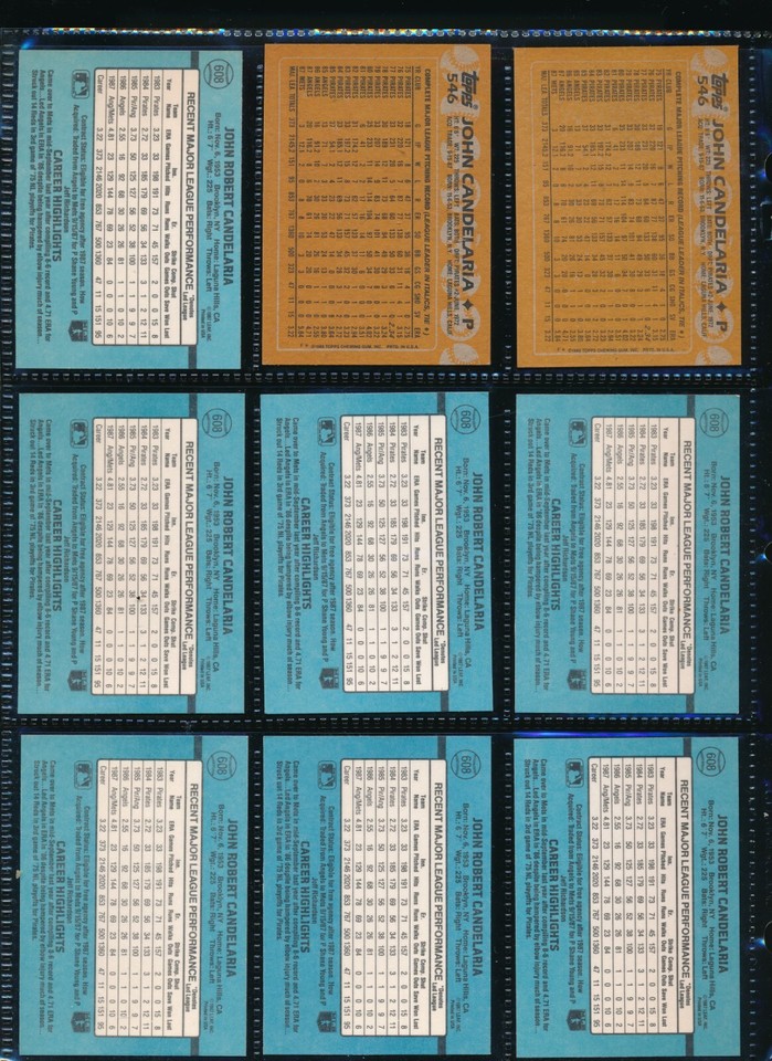 Lot (9) John Candelaria #546 608 1988 Donruss 1988 Topps Mets (DJ4) SWSW6 | eBay