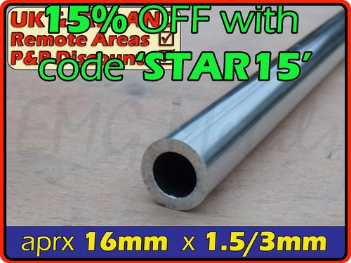 Aluminium Round Tube Pipe 15mm to 16mm OD diameter seamless tubing | eBay