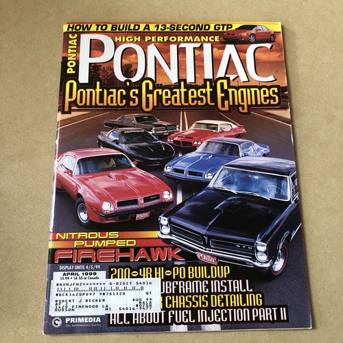 High Performance Pontiac Magazine April 1999 | eBay