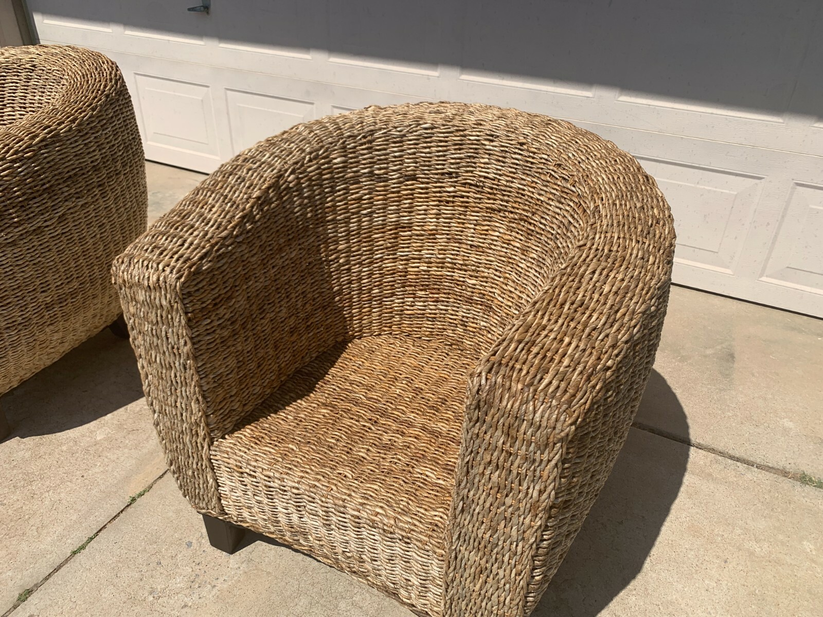 Vintage Wicker Rattan Barrel Patio chairs / price is for pair, local ...