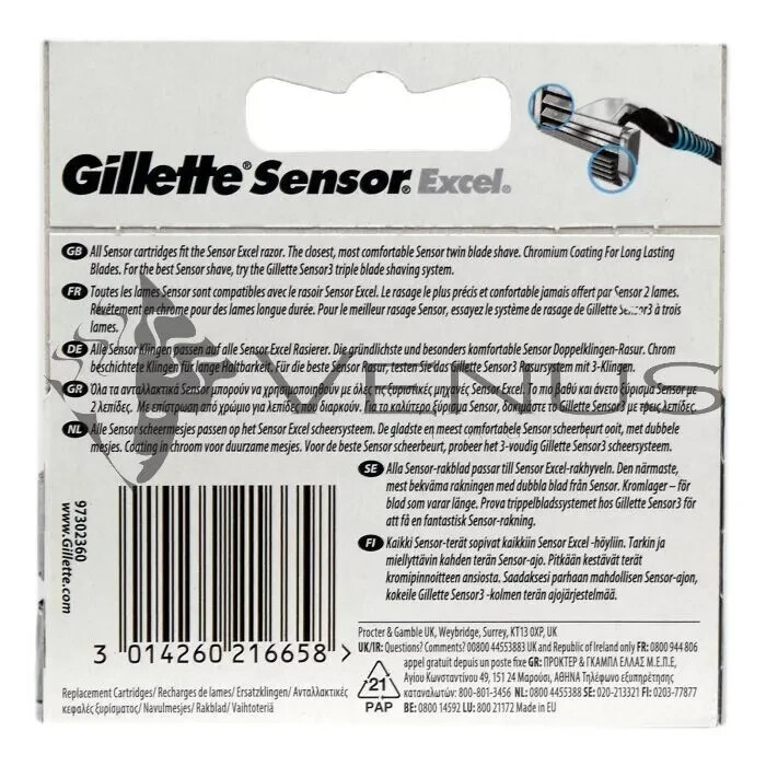 Gillette Sensor Excel Razor Handle + 1 Cartridge - HOLDS WOMENS AND ...