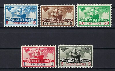 Ecuador Stamps Sc C38A-C38E Columbus Day Air Mail Issue Set 1935 MH | eBay
