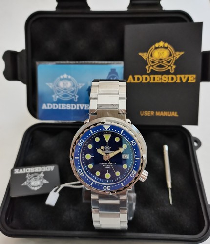 BNIB ADDIESDIVE MY-H5 TUNA BLUE WATCH SEIKO NH35 ALL STEEL CERAMIC BGW9 ...
