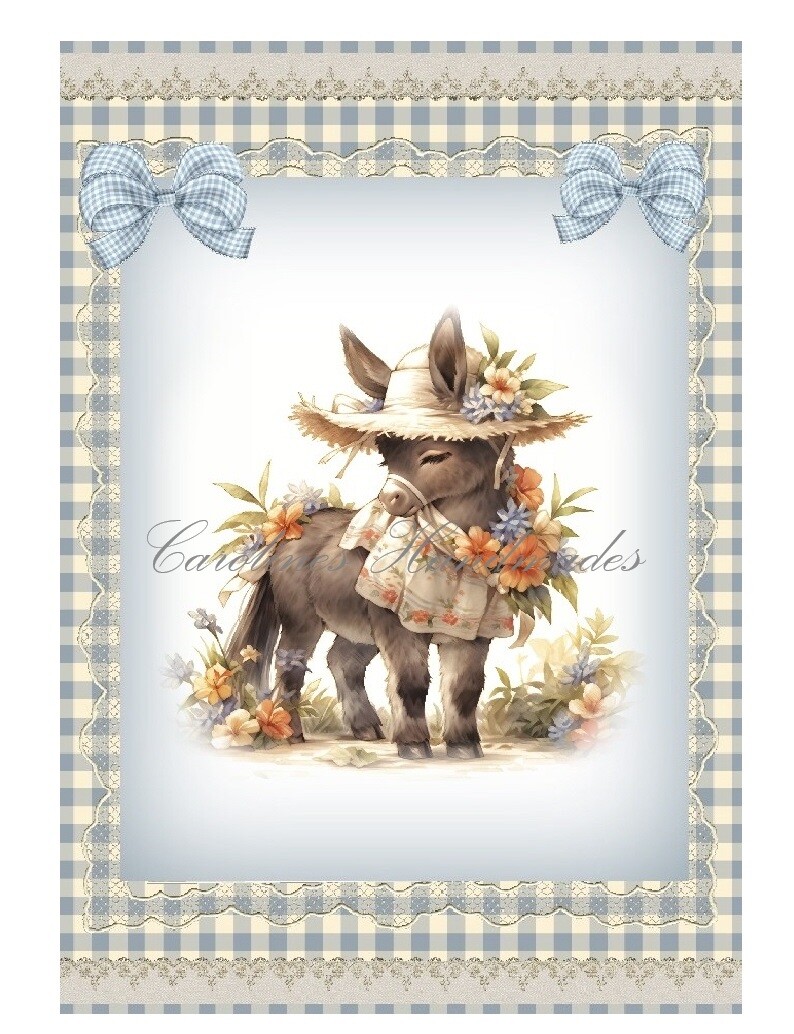Cute Donkeys In Hats A Designer MULTI-SIZE SET Cotton Fabric Quilt ...