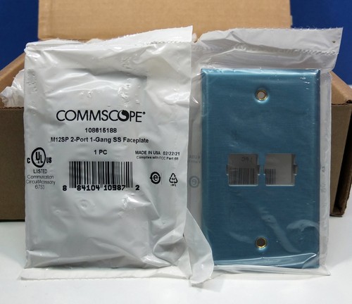 25 Commscope M12SP 2-Port 1-Gang Stainless Steel Faceplate 108615188 ...