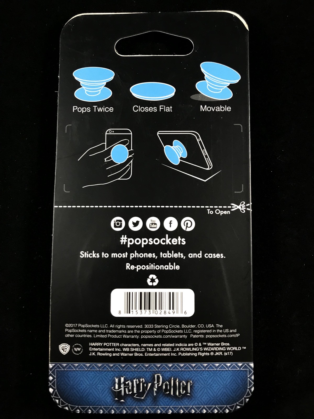 AUTHENTIC PopSockets Harry Potter Hogwarts PopSocket Universal Grip ...