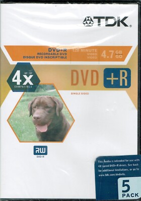 TDK RW DVD + R 4 x speed 4.7 GB 5 Pack with Full Size DVD Cases ...