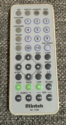 MINTEK RC-1700 LCD TV/DVD REMOTE CONTROL MDP-1760 MT-9280 EN-31607E ...