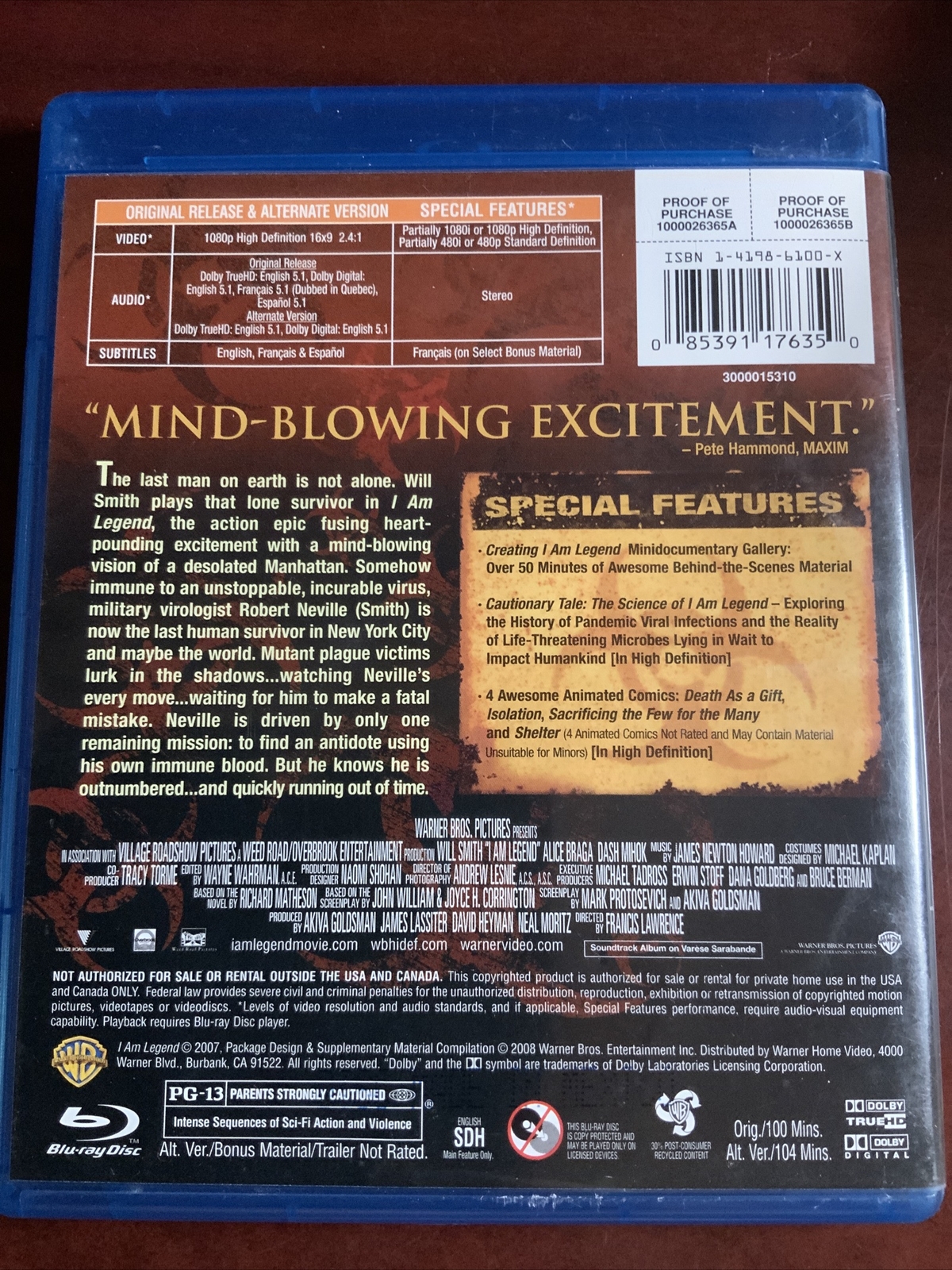 I Am Legend (Blu-ray, 2007) 85391176350| eBay