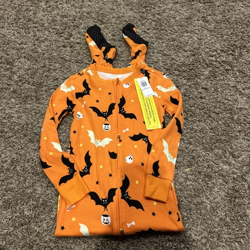 NWT Old Navy Boys Girls Pajamas Footed Sleeper orange black Halloween ...