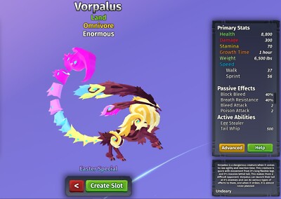 Vorpalus Species | Creatures of Sonaria | Roblox | eBay