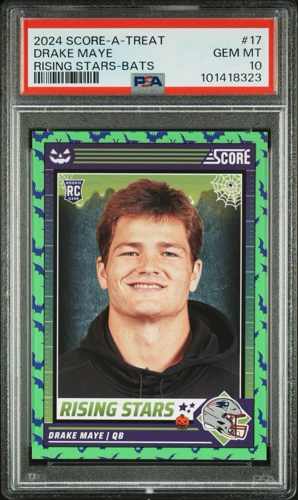 Drake Maye 2024 Score-A-Treat #17 Rising Stars - Green Bats Price Guide ...