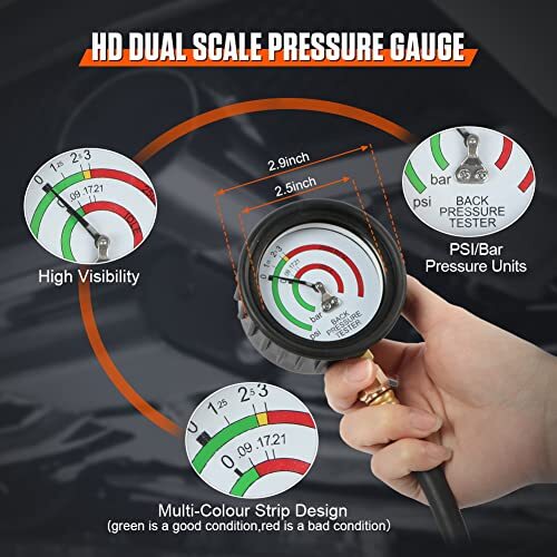 Exhaust Back Pressure Tester 2.5" Hd Pressure Gauge Exhaust Back ...