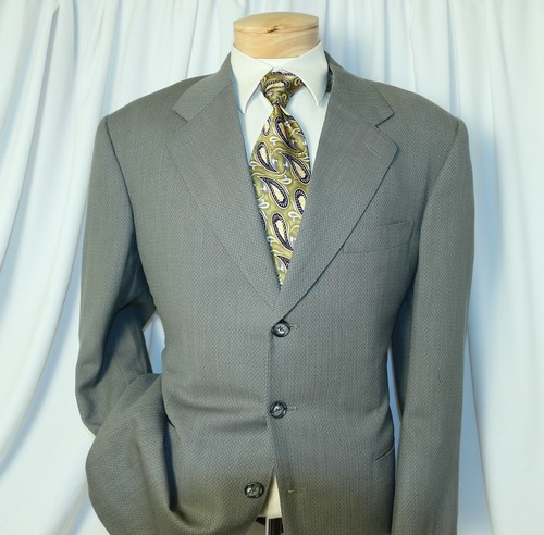 DAVID RICKEY Platinum Green Olive Geometric Men Suit Size 44 S 32W x 28 ...