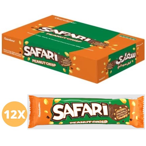 12X Gandour Safari Peanuts Crisp Caramel Chocolate Bar( 34 gram ...
