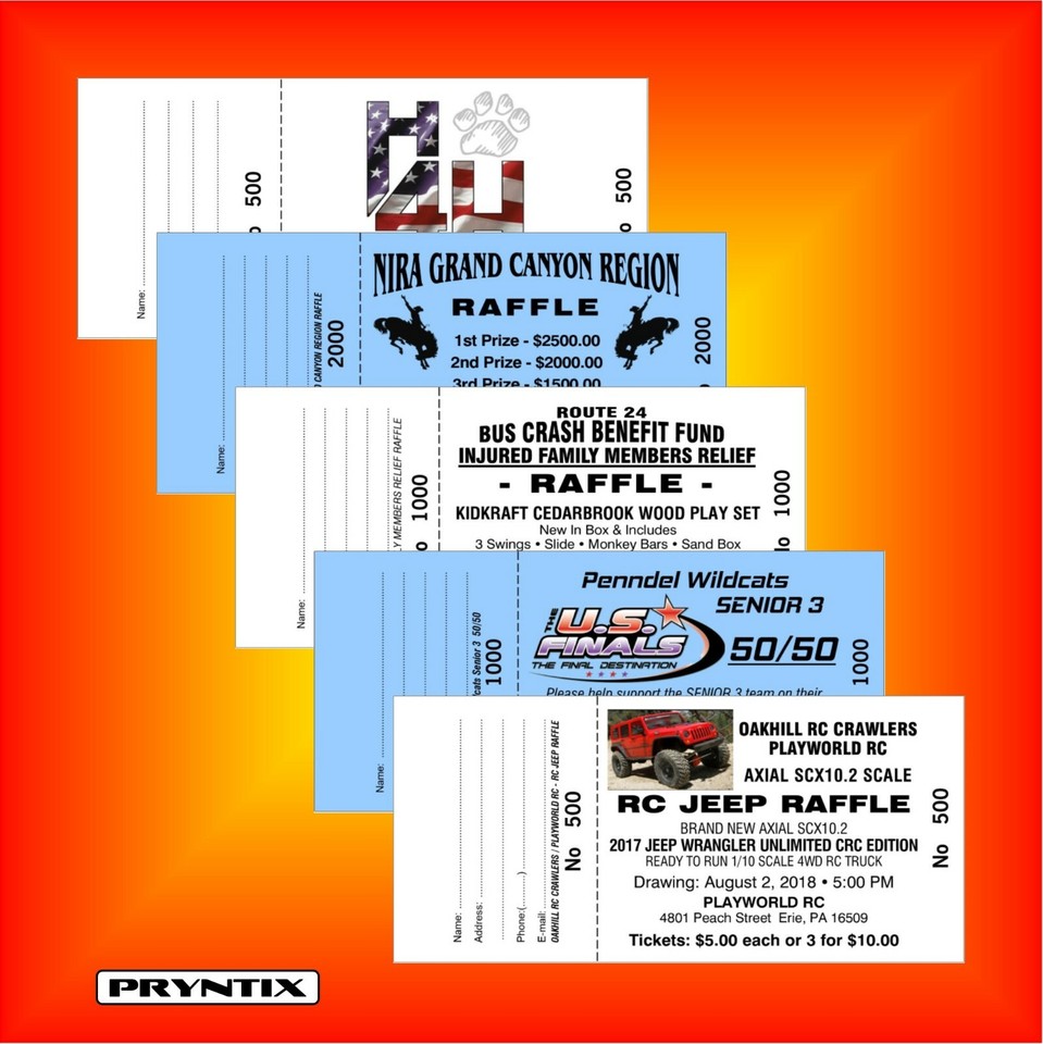 CUSTOM PRINTED RAFFLE TICKETS - Numbered & Perforated Card Stock | eBay