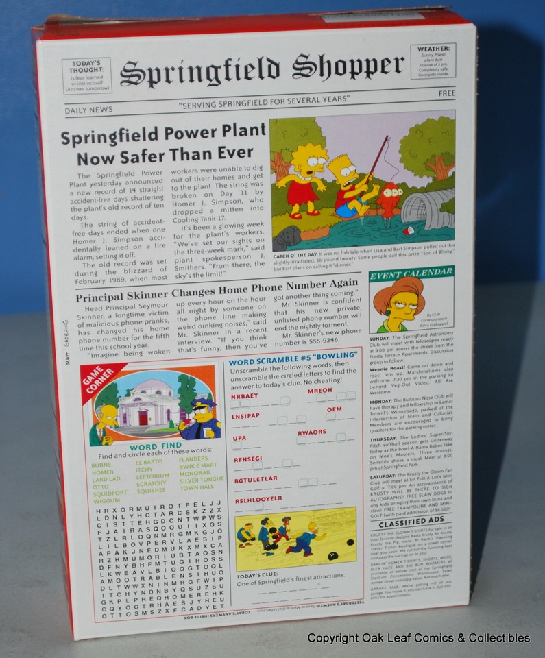 2002 Kellogg's The Simpsons HOMER'S CINNAMON DONUT Cereal Box S38 EMPTY ...