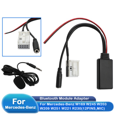 Bluetooth 5.0 Aux MIC Cable Adapter For Mercedes Benz W169 W245 W203 ...