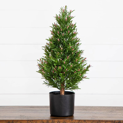 2' UV Resistant Artificial Rosemary Cone Topiary Tree (Indoor/Outdoor ...