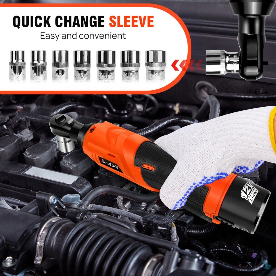 Cordless Impact Ratchet Wrench Driver Electric Rattle Nut Gun Sockets ...