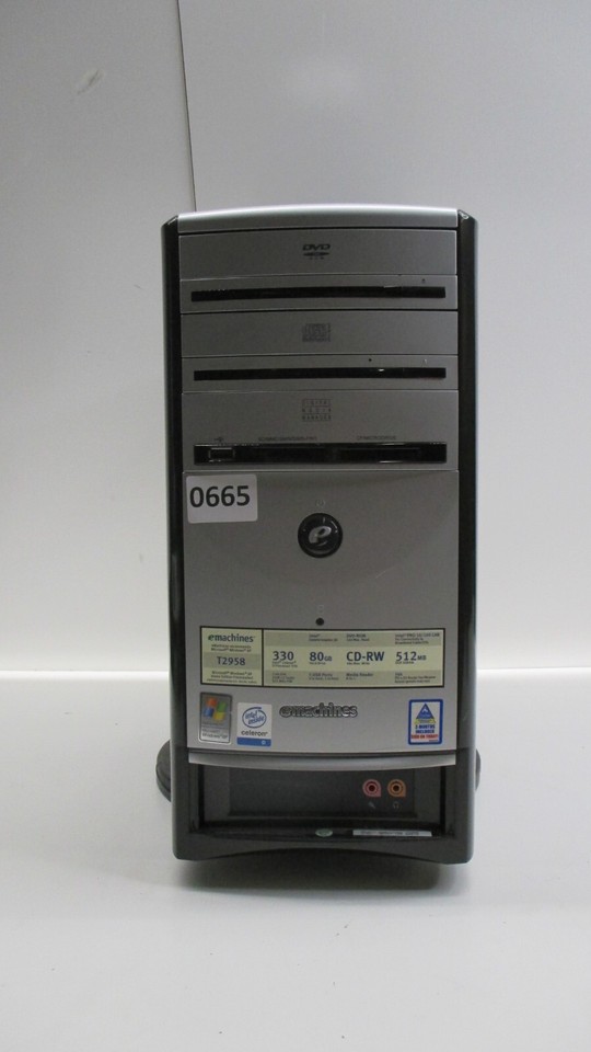 eMachines T2958 Desktop Computer Intel Celeron 512MB Ram No HDD | eBay