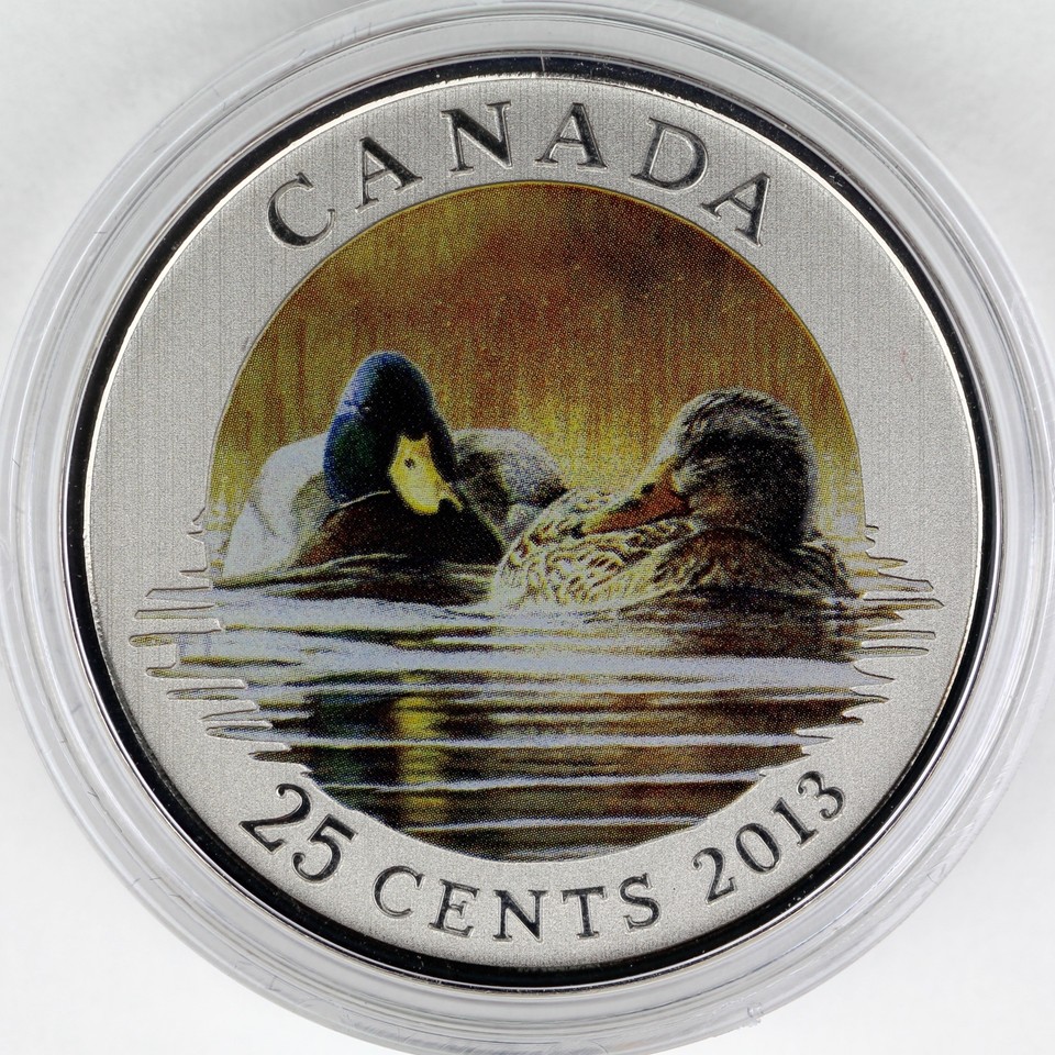 2013 25-cents Mallard Duck Mating Pair Full Color Specimen Coin, Ducks ...