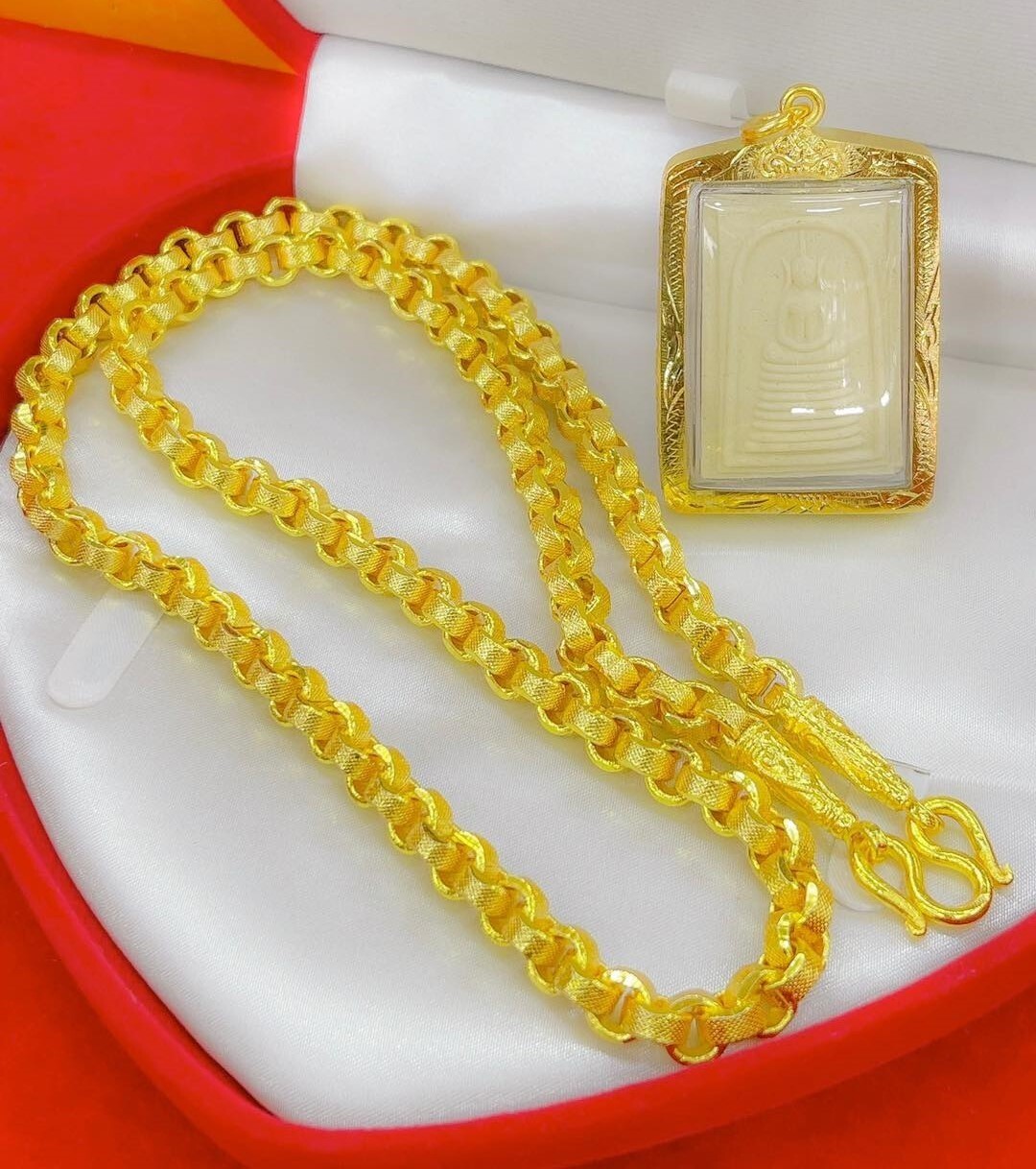 24K 5 BAHT Gold Necklace Beautiful Premium Jewelry FREE Thai Amulet # ...
