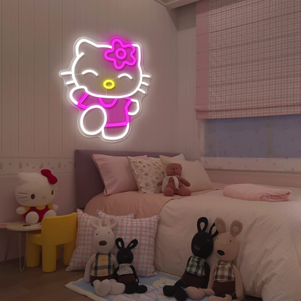 Hello Kit Neon Sign Dimmable Kitty Signs Kawaii Cat Anime Neon Led Sign ...