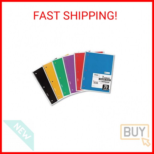 Mead Spiral Notebooks, 6 Pack, 1 Subject, College Ruled Paper, 7-1/2" x ...