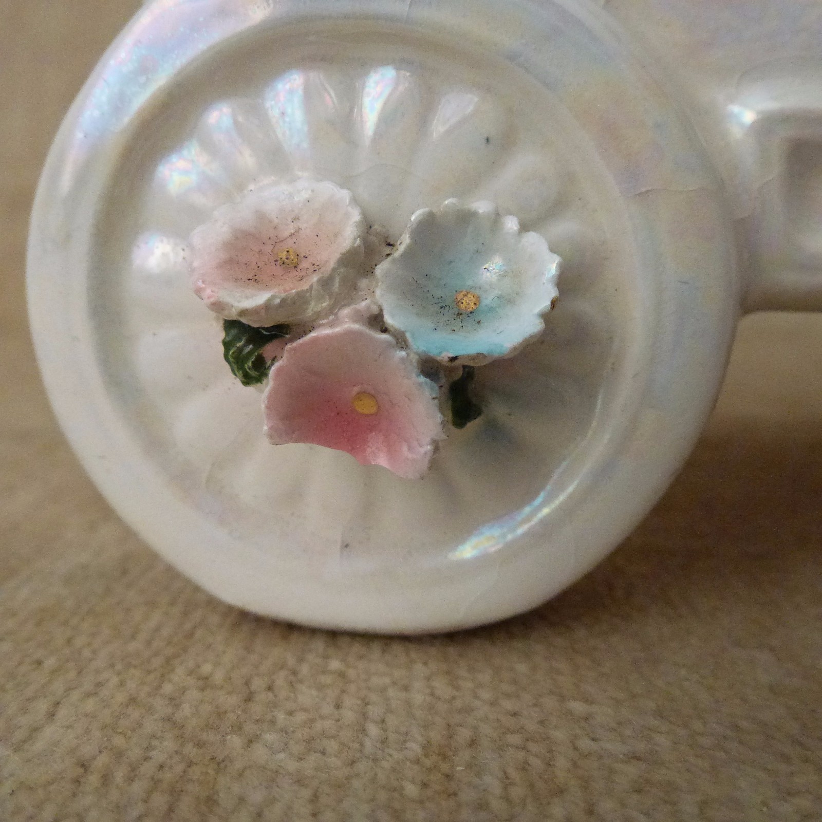 Lefton Iridescent Luster ware Pixie Elf Fairy Planter Vase Floral Trim ...