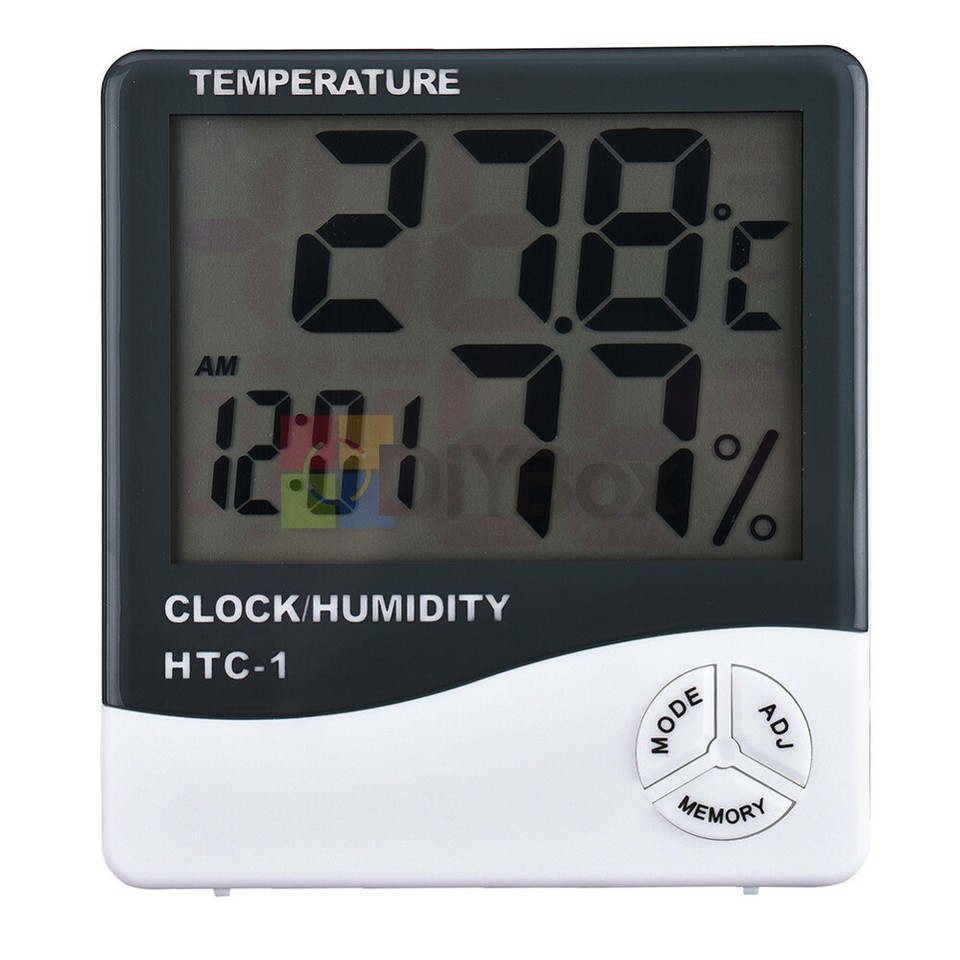 HTC-1 LCD Thermometer Hygrometer Weather Station Temperature Humidity W ...