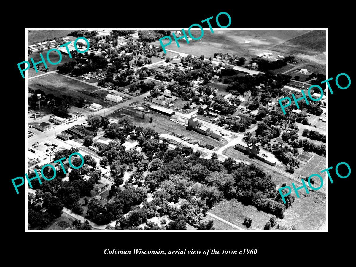 OLD 8x6 HISTORIC PHOTO COLEMAN WISCONSIN AERIAL VIEW OF THE TOWN c1960 ...