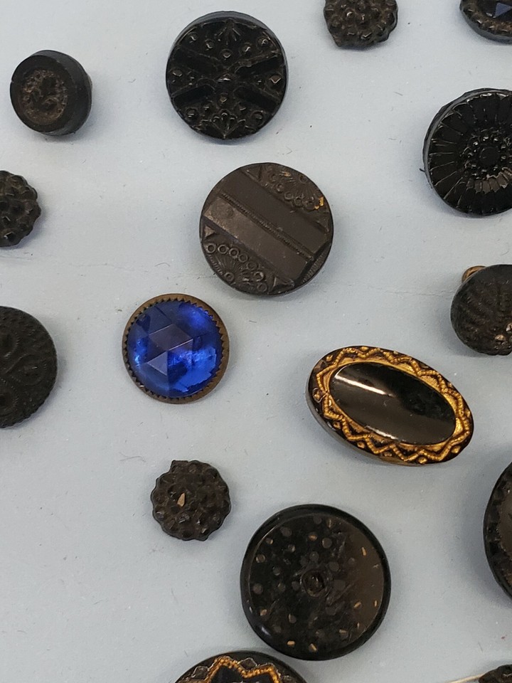 Antique Victorian Jet Black Mourning Button Large Lot | eBay