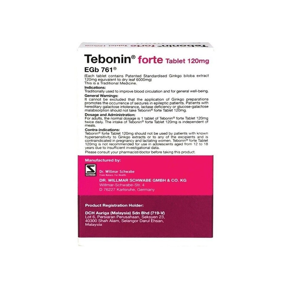 30 Tabs Tebonin Forte 120mg EGb761 Ginkgo Support Brain Nerve Cell Free ...