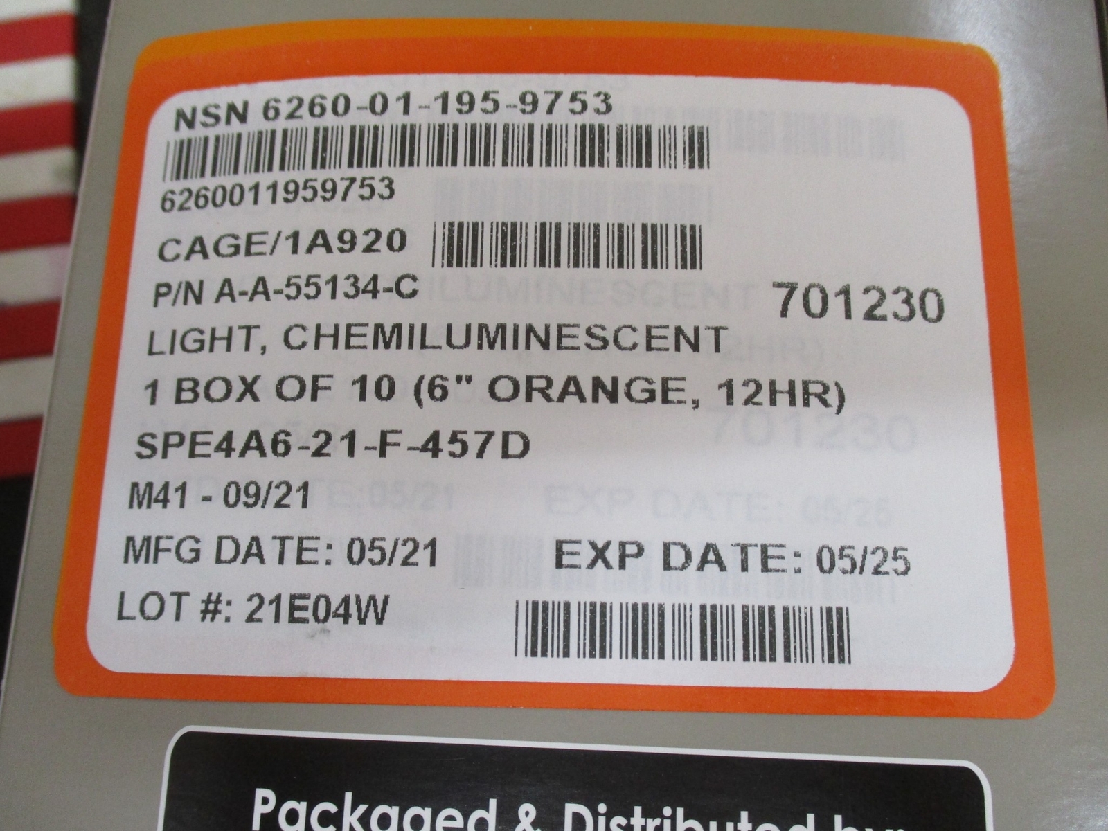 1 BOX 10 PACK CYALUME CHEMLIGHT LIGHT STICK GLOW STICKS ORANGE 12hr 6 ...