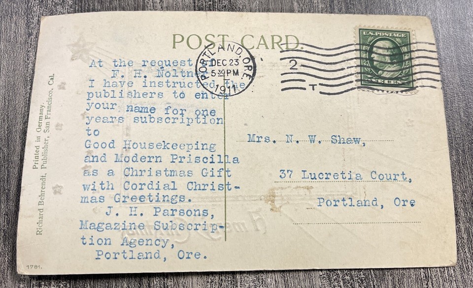 A Merry Christmas Vintage Embossed Postcard 1911 Richard Behrendt | eBay