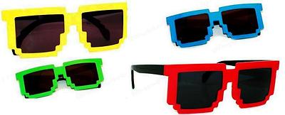 Pixelated Sunglasses Novelty Nerd Geek Gamer Pixel Colored Frame Black ...