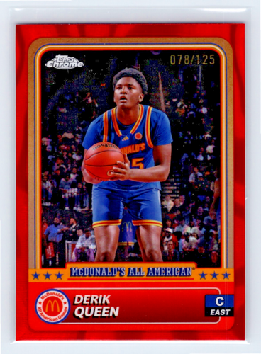 Derik Queen 2024 Topps Chrome McDonald's Red Lava Refractor Serial 078/ ...