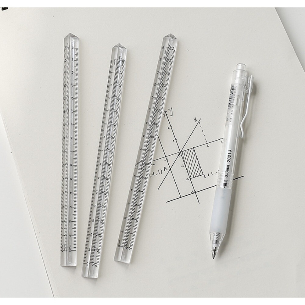 Plastic Stationery School Supplies Triple Edged Solid Scale Tool Ruler ...