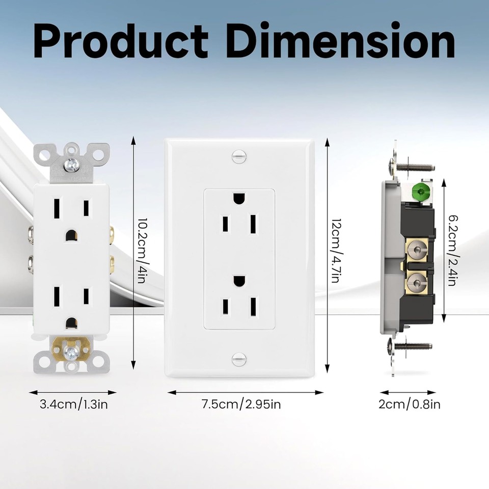 Decorator Receptacle Outlet with Wall Plate, Non-Tamper-Resistant ...