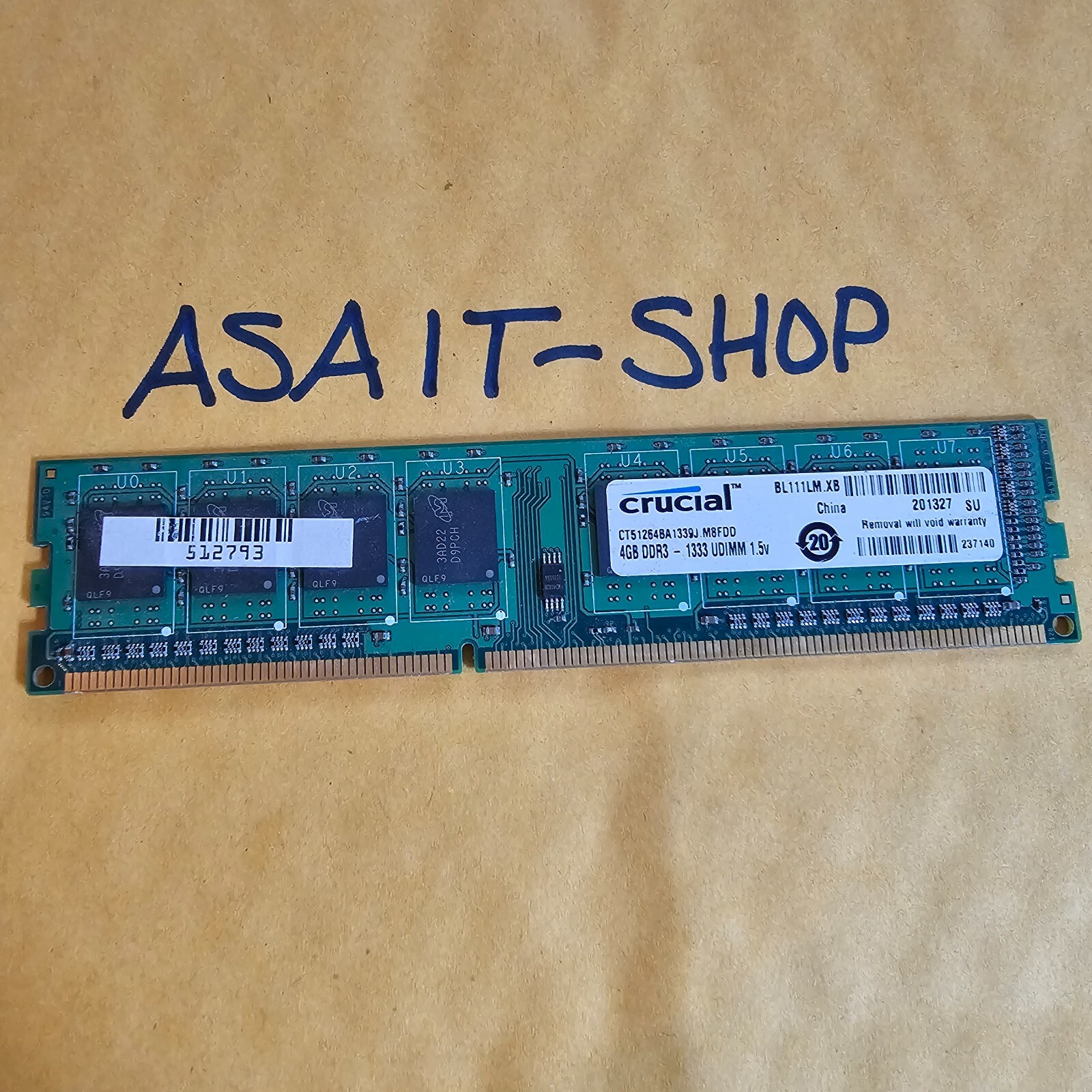 CT51264BA1339J.M8FDD Crucial 4GB DDR3 SDRAM PC3-10600 Desktop PC Memory ...