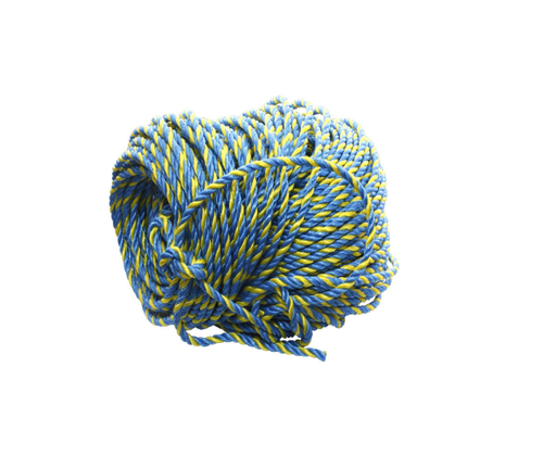 Bulk 100 Metres x 6mm Twisted Polypropylene Rope Blue & Yellow Telecom ...